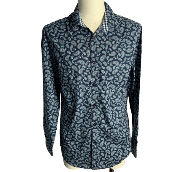 Axist | Shirts | Axist Button Up Long Sleeve Shirt M Blue Paisley ...